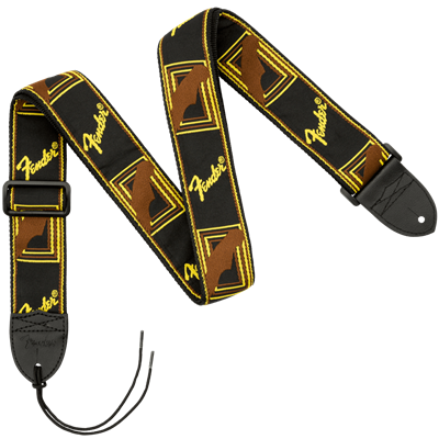 Fender Monogrammed Guitar Strap 2", Black/Yellow/Brown – The Record Room